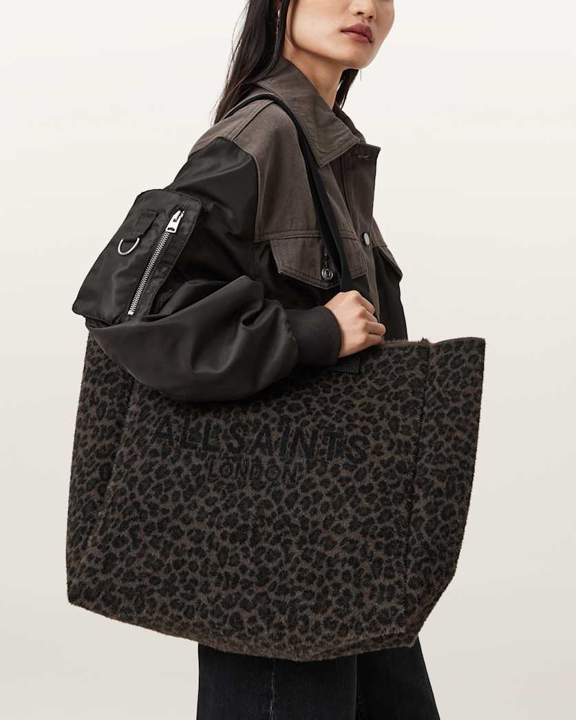 Izzy Leopard Large Tote Bag LEOPARD BROWN | ALLSAINTS US